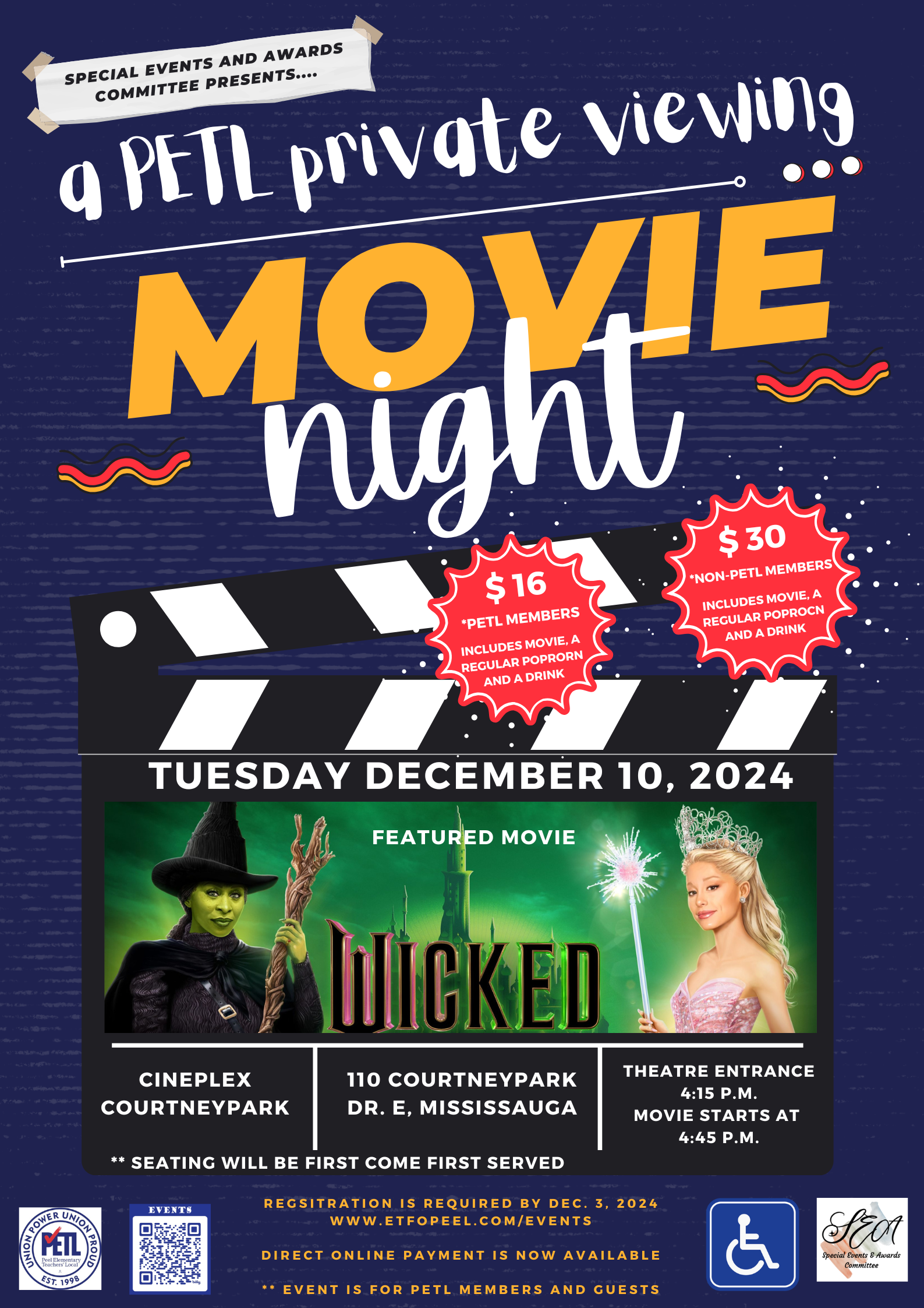 Wicked Movie Night (Tues Dec 10 - SEA Committee) - PETL