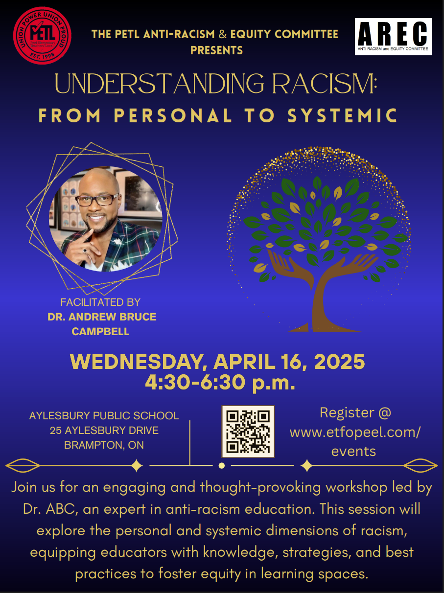 Understanding Racism: From Personal to Systemic (Wed Apr 16 - AREC Workshop) - PETL