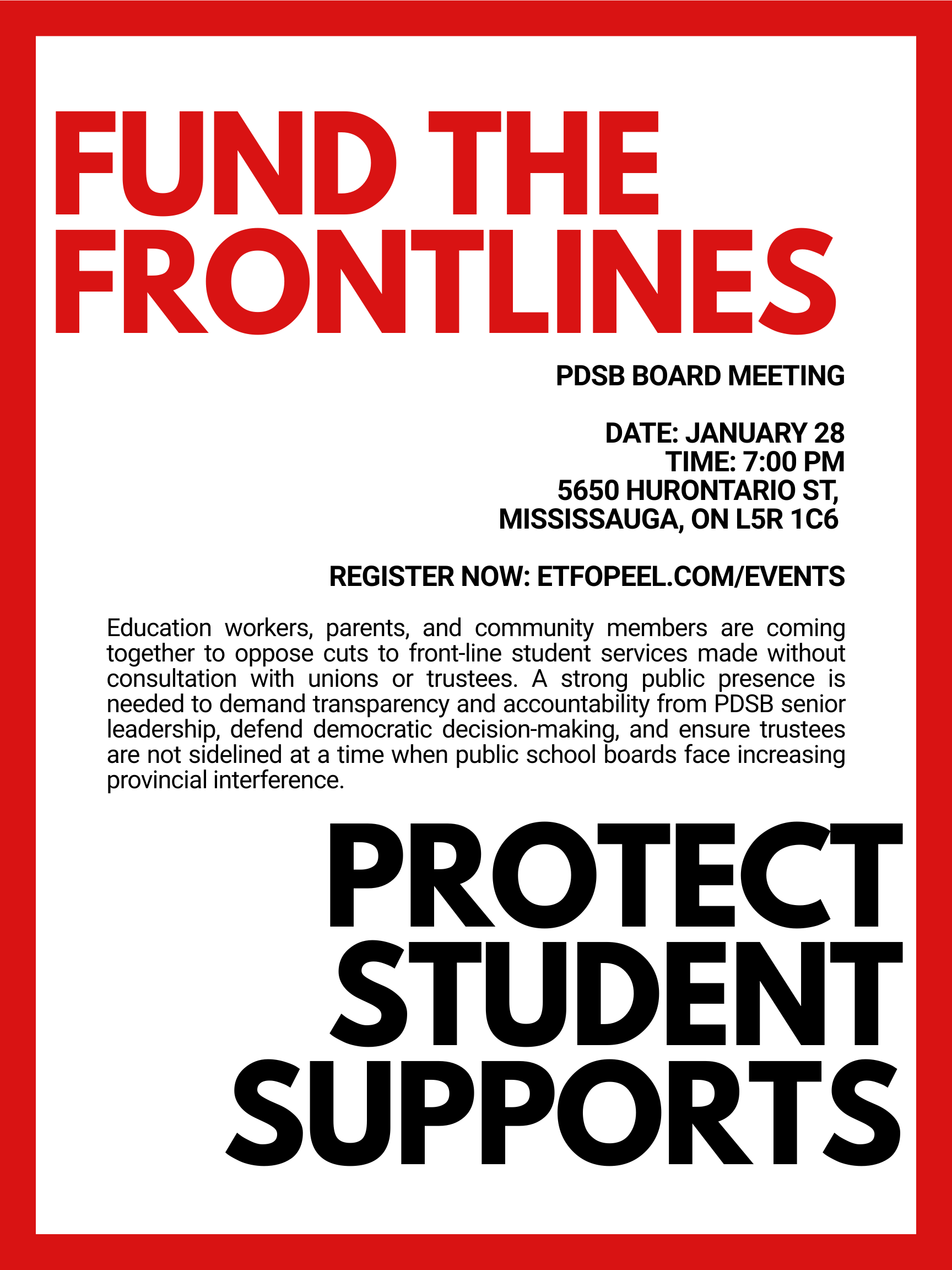 PDSB Board Meeting Action RSVP (Wed Jan 28) - PETL