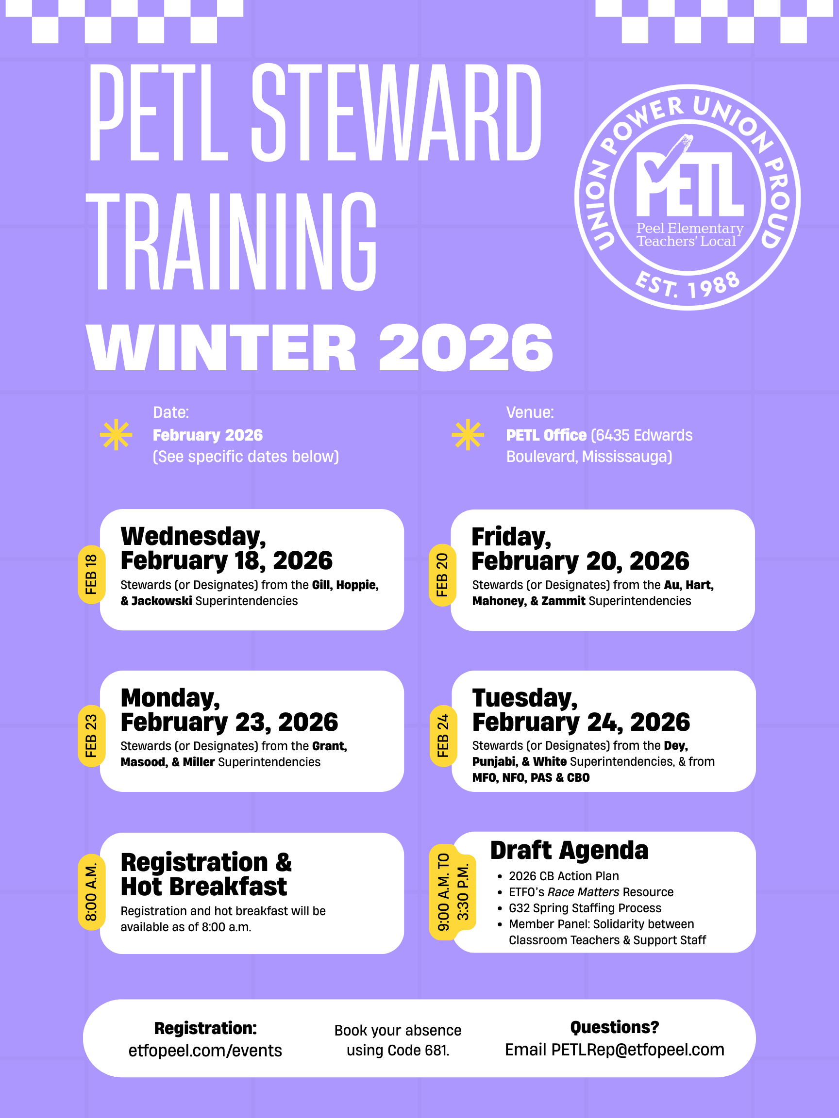 Steward Training (Gill, Hoppie, Jackowski Superintendencies) Wed Feb 18 ...